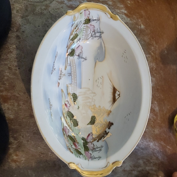 Dining | Kutani China Hand Painted Made In Japan Oval Porcelain Bowl ...